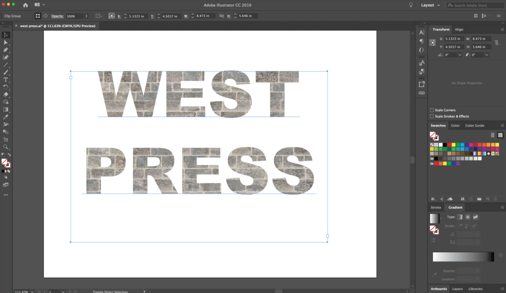 Add character to your text with patterned clipping masks